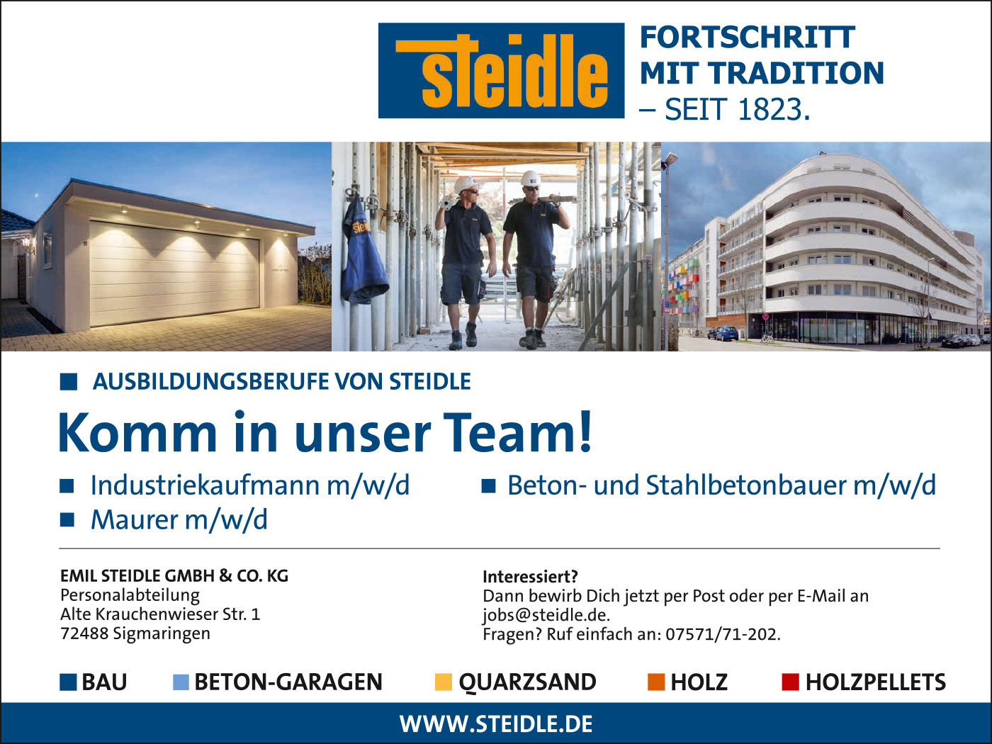 Freie Ausbildungsplätze - EMIL STEIDLE GMBH & CO. KG