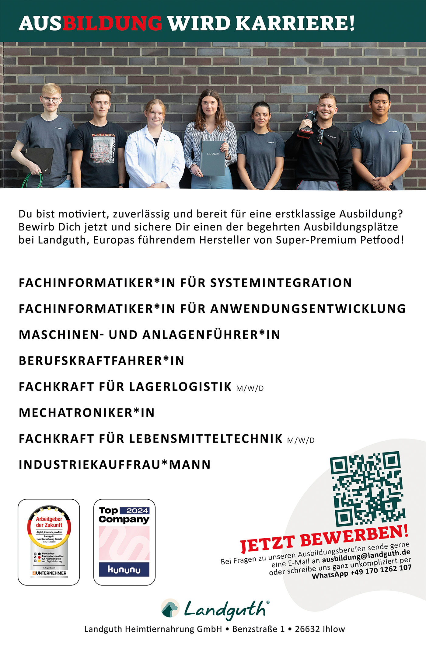 Freie Ausbildungsplätze - Landguth Heimtiernahrung GmbH